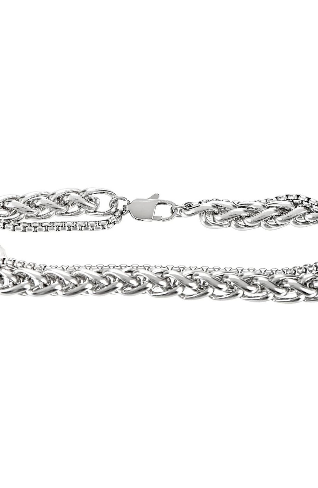 AMERICAN EXCHANGE Men's Stainless Steel Layer Chain Bracelet ...