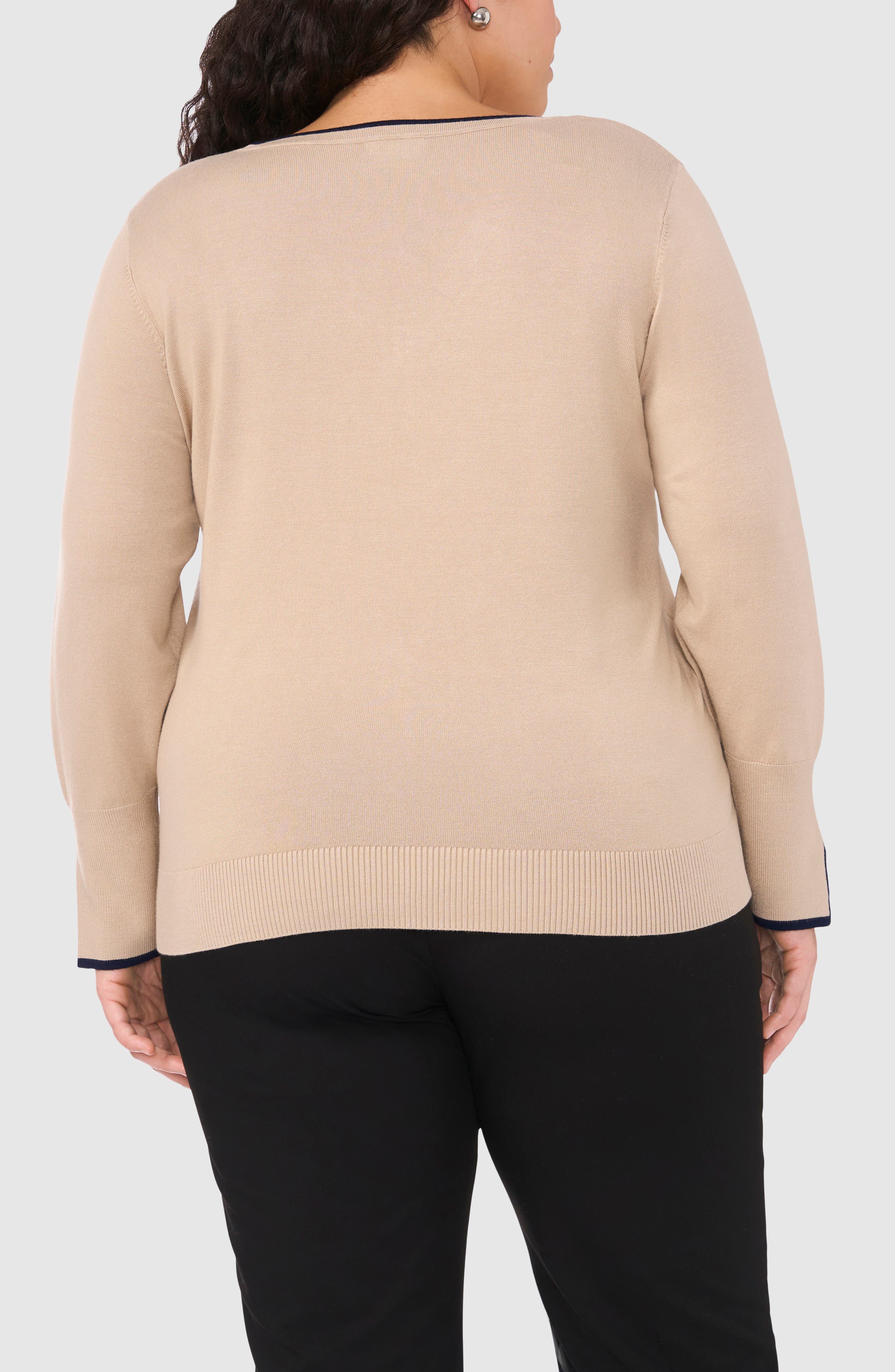 Halogen® Tipped Split Cuff V-Neck Sweater | Nordstromrack