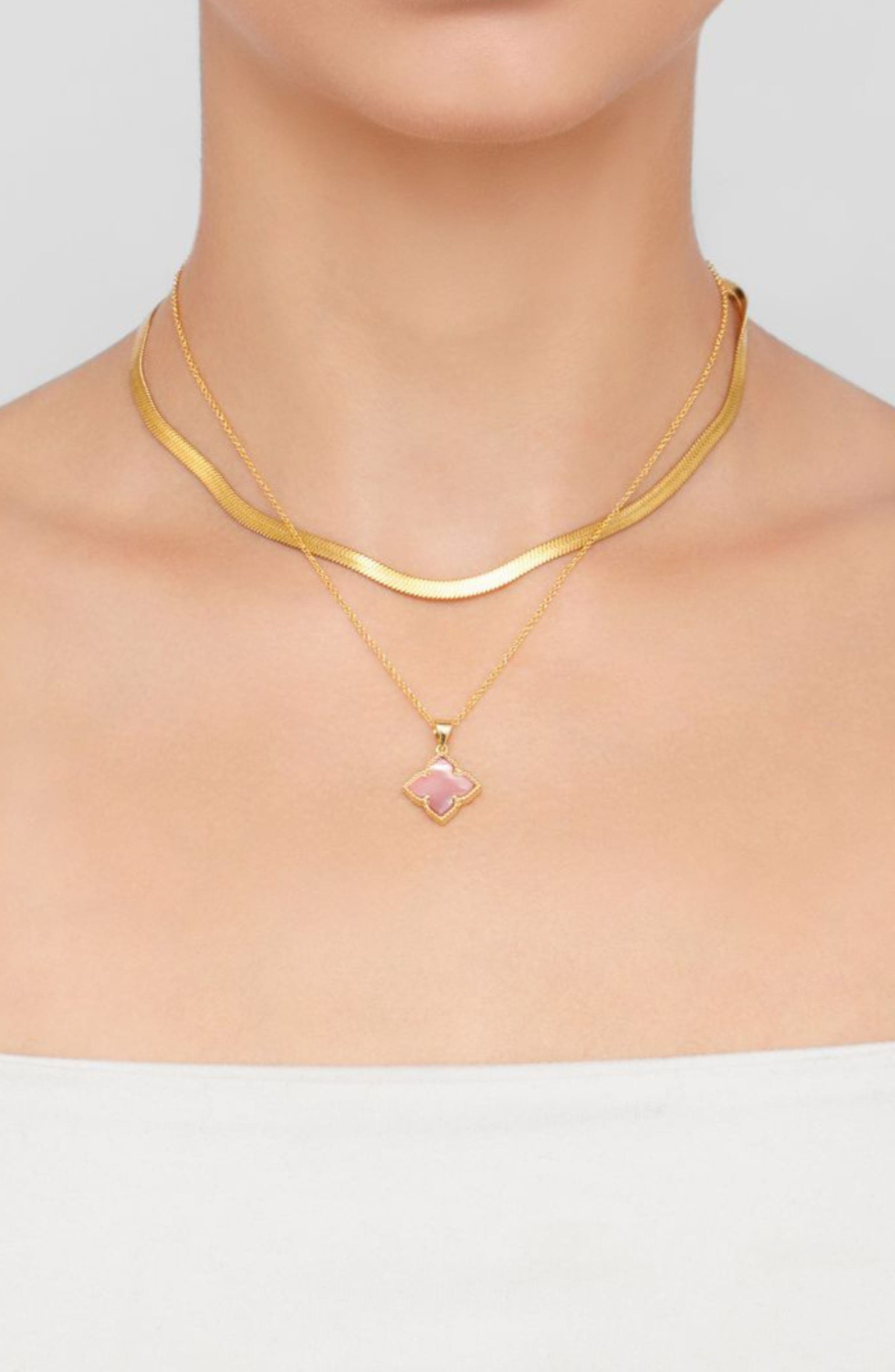 Adornia Pink Mother-of-Pearl Clover Pendant Necklace & Drop Earrings ...