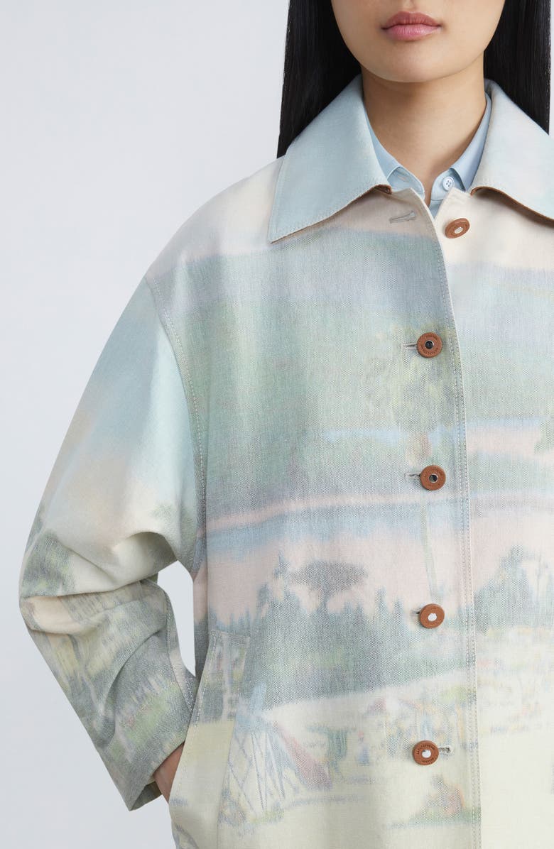 Lafayette 148 New York Landscape Print Cotton Blend Coat | Nordstromrack