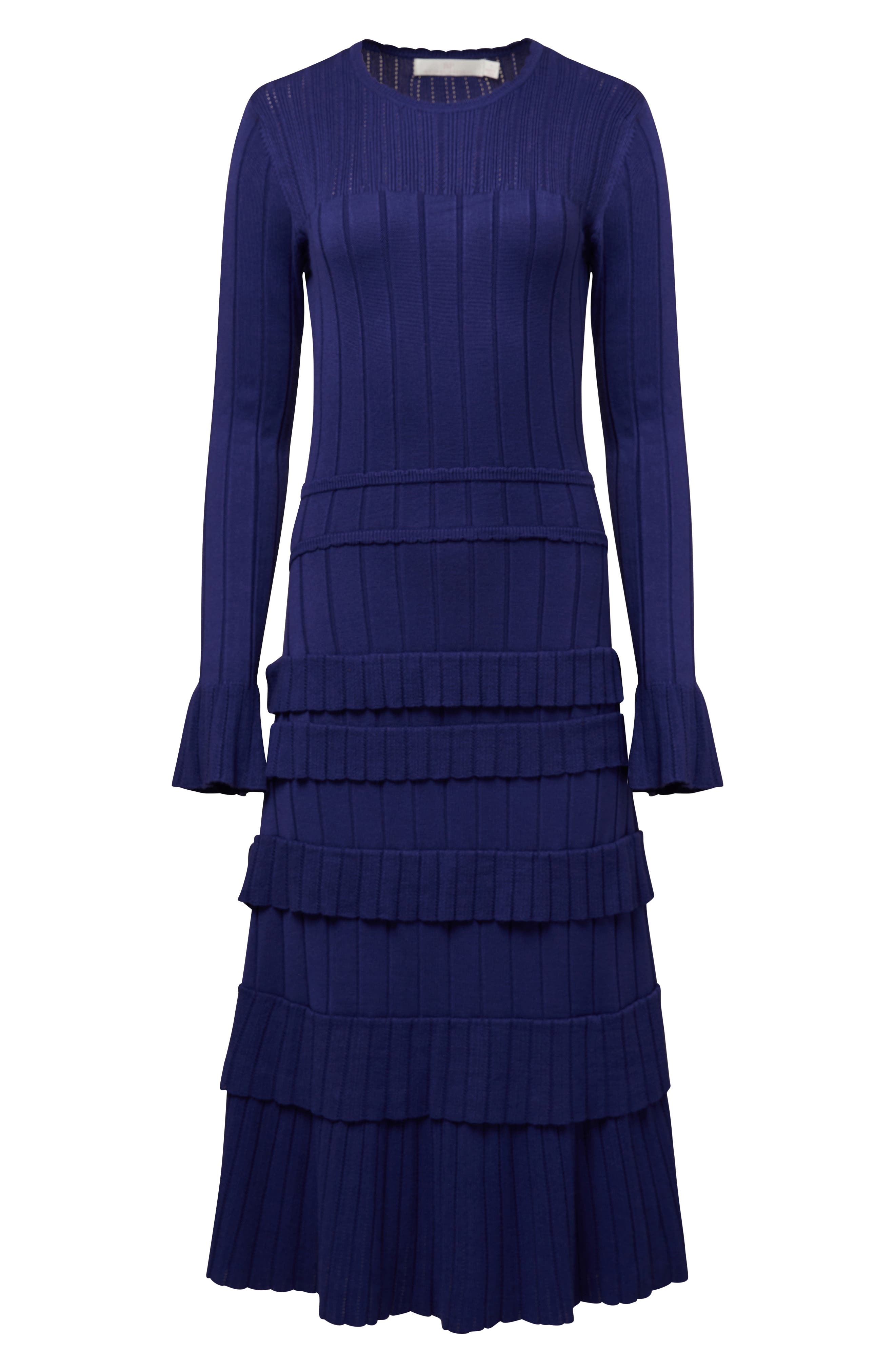 Rachel Parcell Rib Pointelle Long Sleeve Midi Dress | Nordstromrack