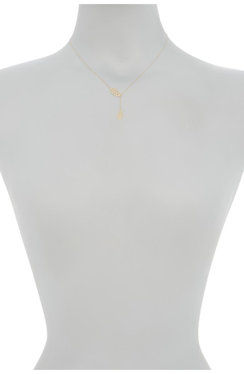 KARAT RUSH 14K Yellow Gold Open Leaf Lariat Necklace | Nordstromrack