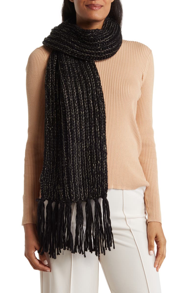 Melrose and Market Cable Knit Fringe Scarf | Nordstromrack