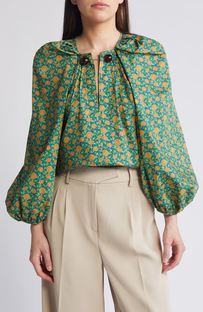 NACKIYÈ x Liberty London Grand Bazaar Blouson Sleeve Cotton Top ...