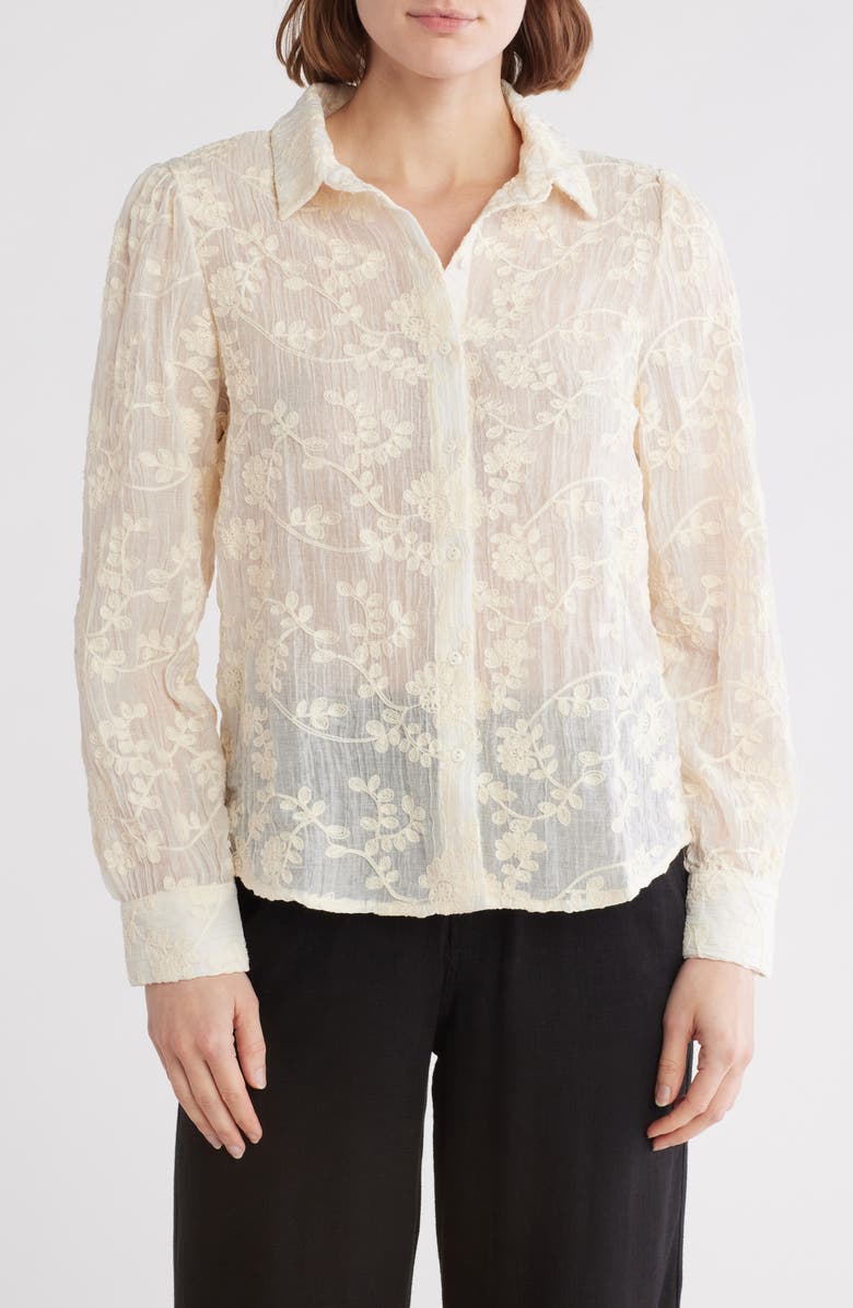 Forgotten Grace Embroidered Button Front Top | Nordstromrack