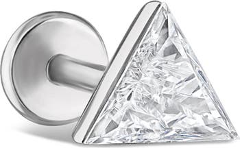 MARIA TASH Invisible Set Triangle Diamond Single Threaded Stud Earring ...