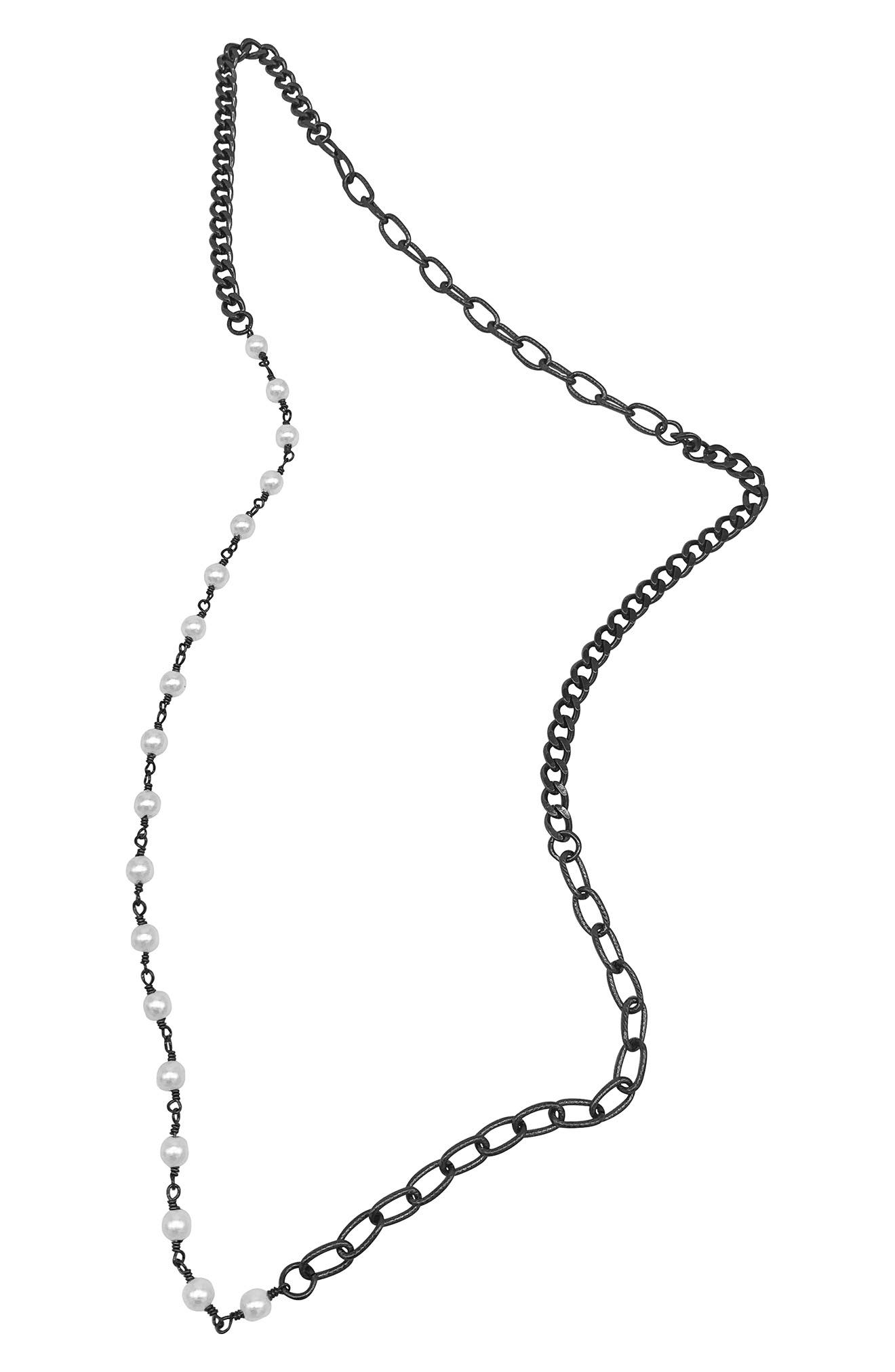 Adornia Mixed Faux Pearl Chain Necklace | Nordstromrack