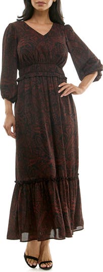 Nina Leonard Floral V-Neck Maxi Dress | Nordstromrack