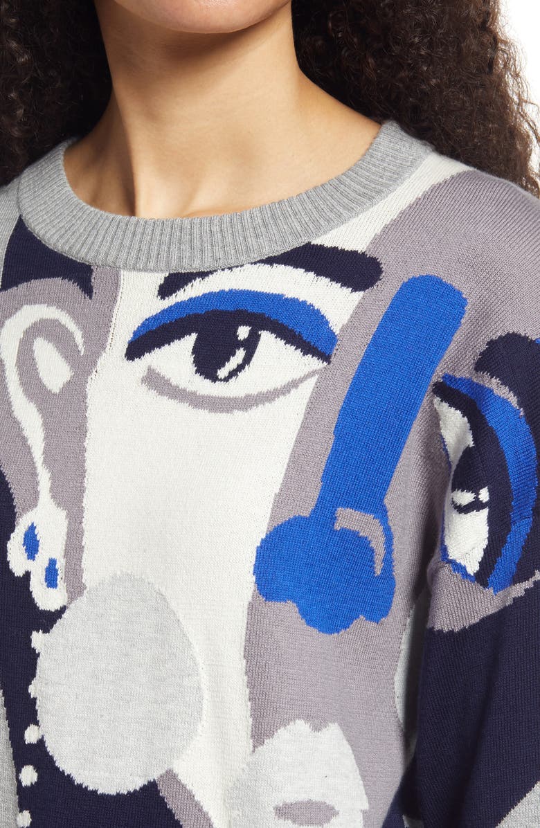 Nordstrom Cristina Martinez Intarsia Design Cotton & Cashmere Crewneck ...