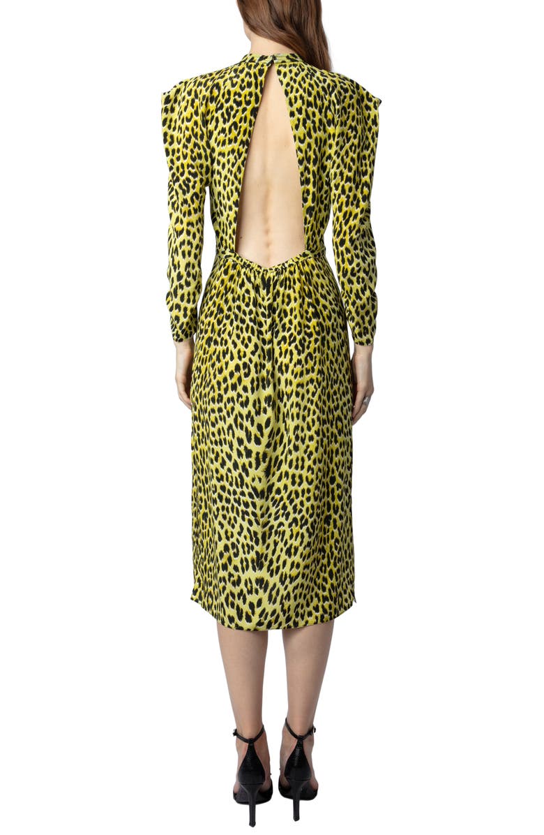 Zadig & Voltaire Racyl Leopard Print Puff Shoulder Bracelet Sleeve Silk ...