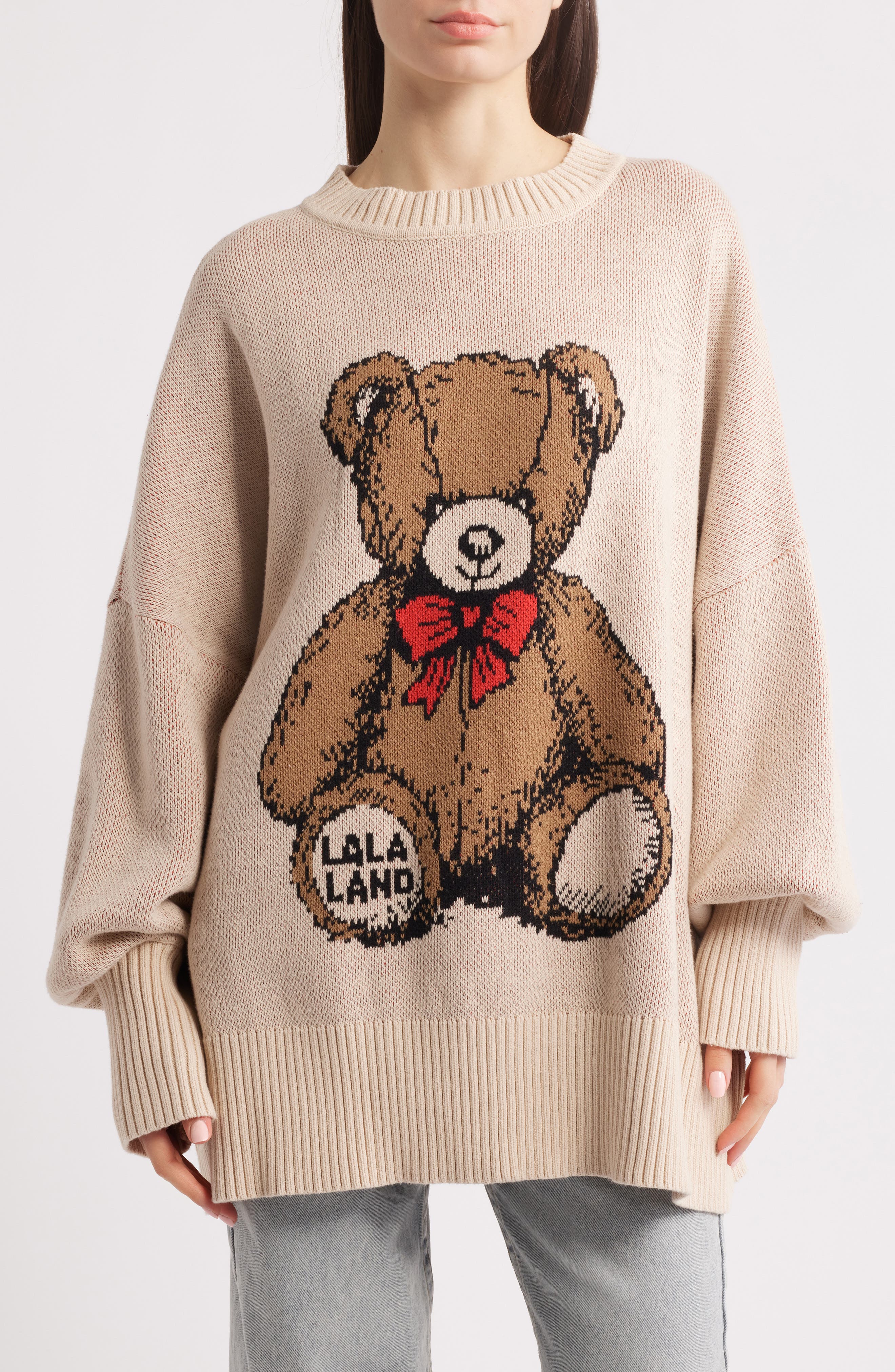 Dressed in Lala Teddy Bear Oversize Sweater | Nordstrom