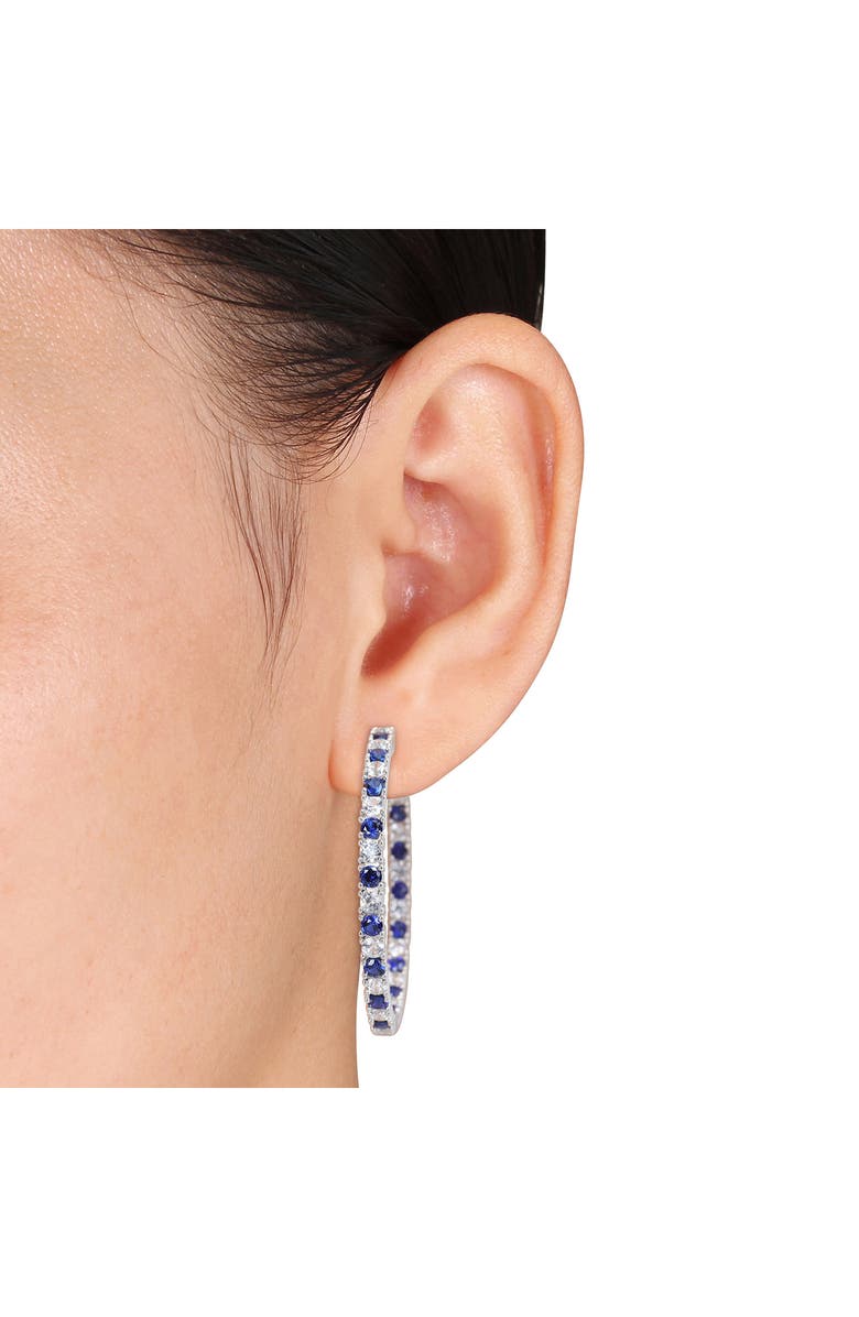 DELMAR Lab-Grown Sapphire Inside Out Hoop Earrings | Nordstromrack