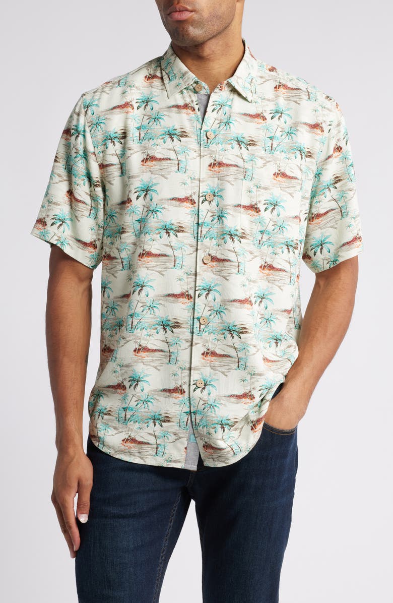 Tommy Bahama Oceanic Oasis Print Short Sleeve Silk Button-Up Shirt ...