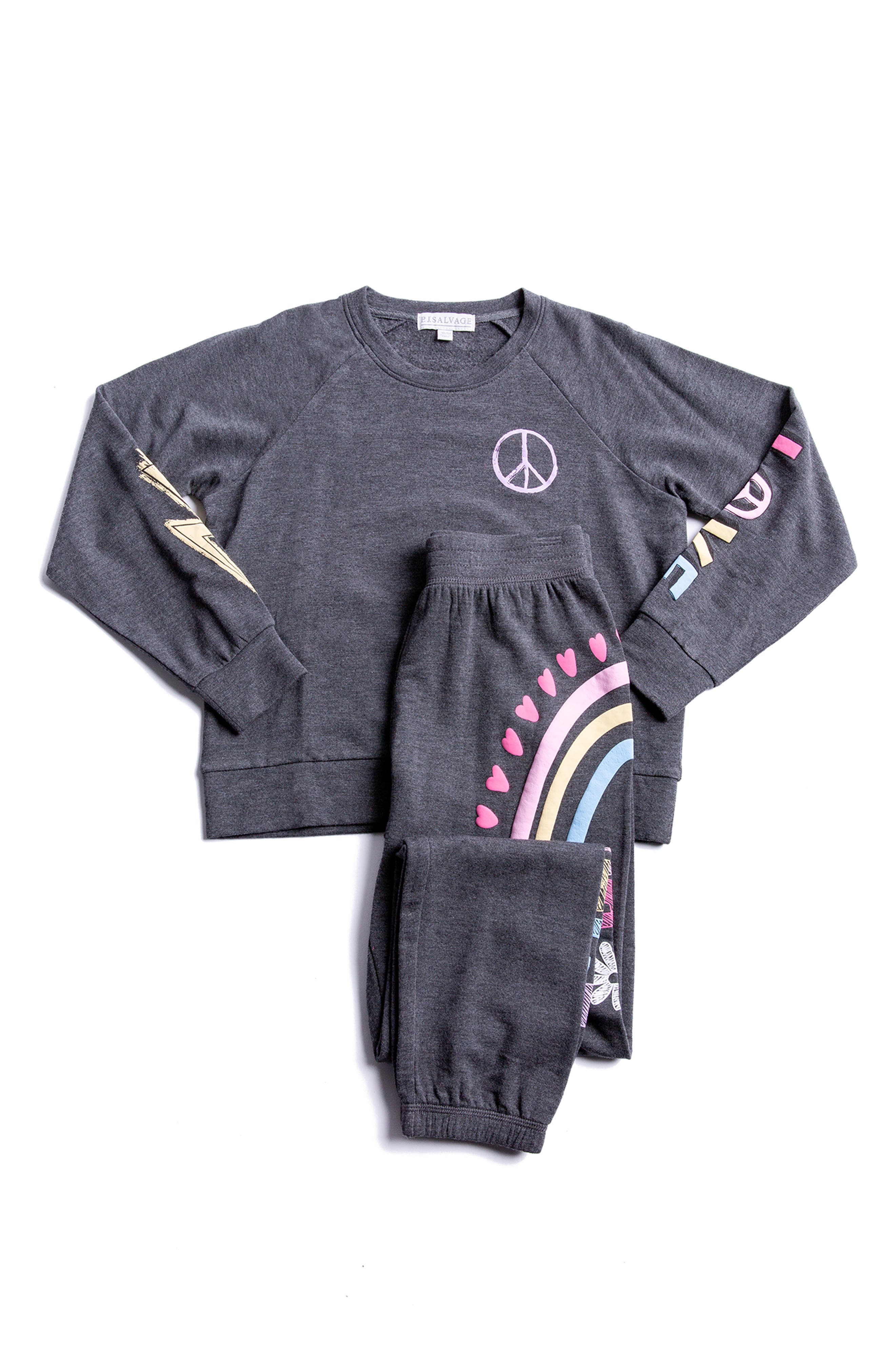 PJ Salvage Kids' Peace & Love Pullover & Joggers Set | Nordstromrack