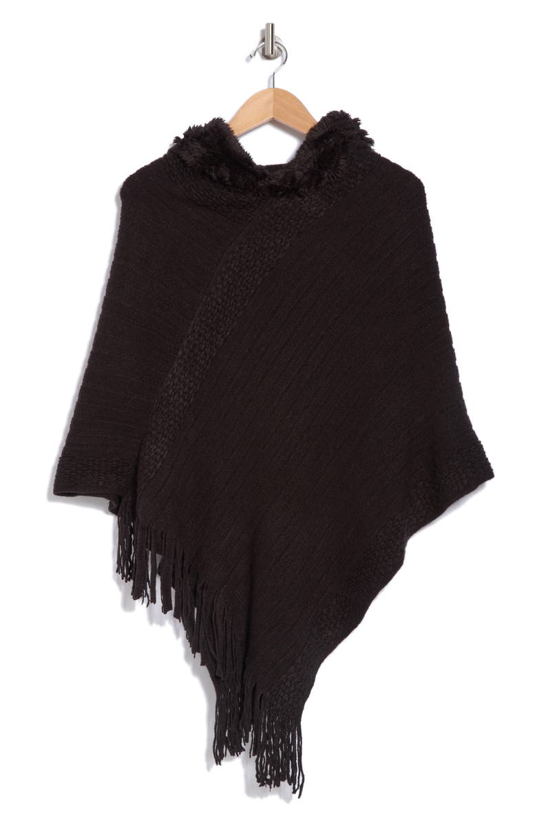 Nanette Lepore Faux Fur Trim Hooded Poncho | Nordstromrack