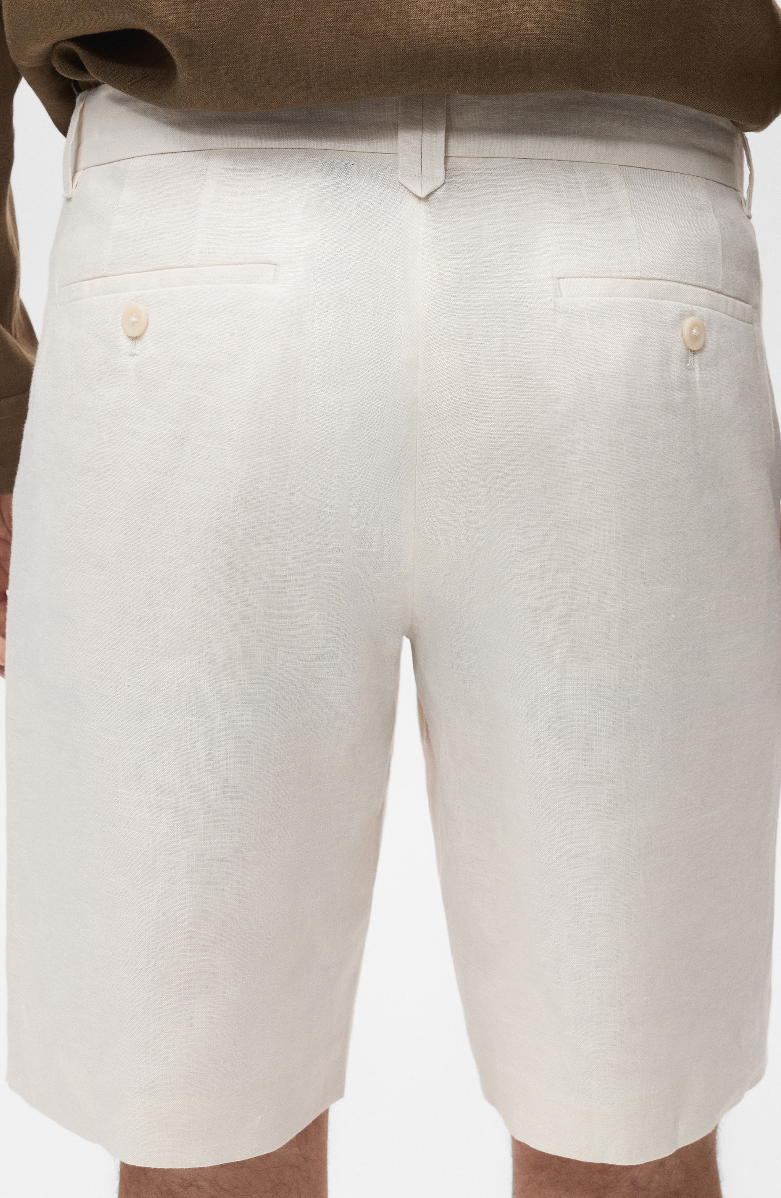 MANGO Slim Fit Flat Front Linen Bermuda Chino Shorts | Nordstrom