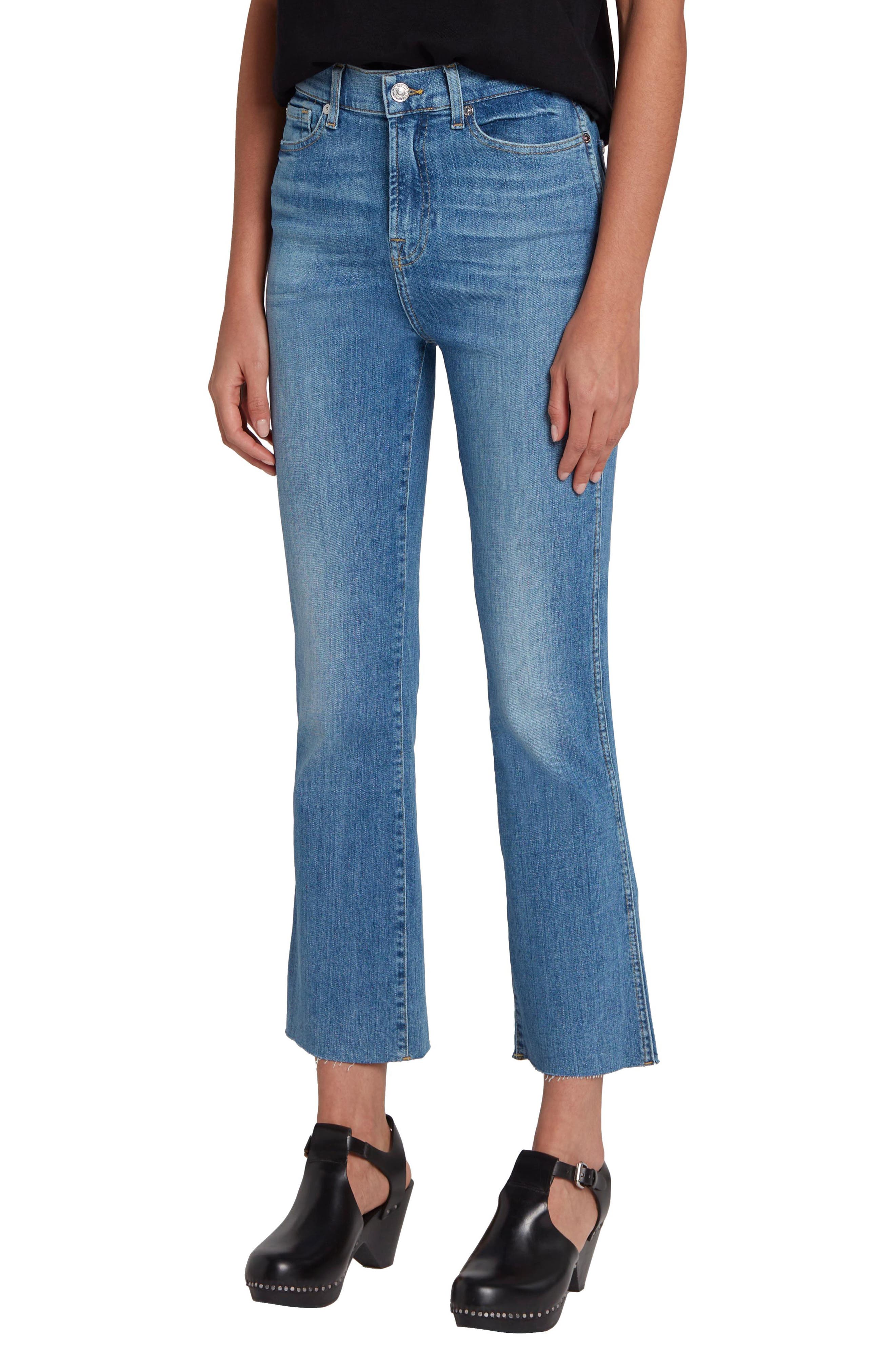 7 For All Mankind Raw Hem High Waist Slim Kick Flare Jeans | Nordstromrack