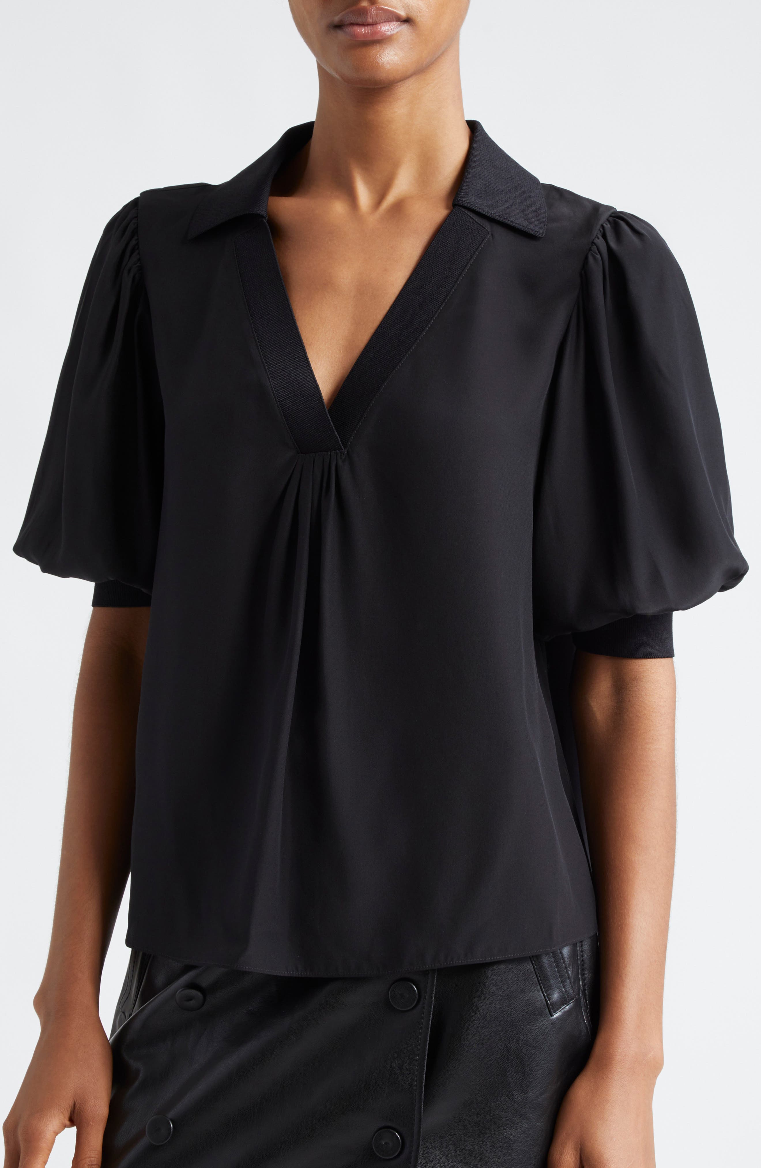Cinq à Sept Weldon Collar Silk Top | Nordstrom