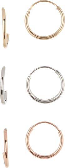 CANDELA JEWELRY 14K Gold Tri-Color 10mm Endless Hoop Earrings Set ...