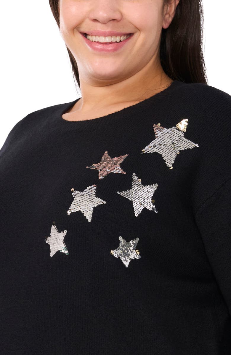 CeCe Sequin Star Cotton Blend Sweater | Nordstromrack