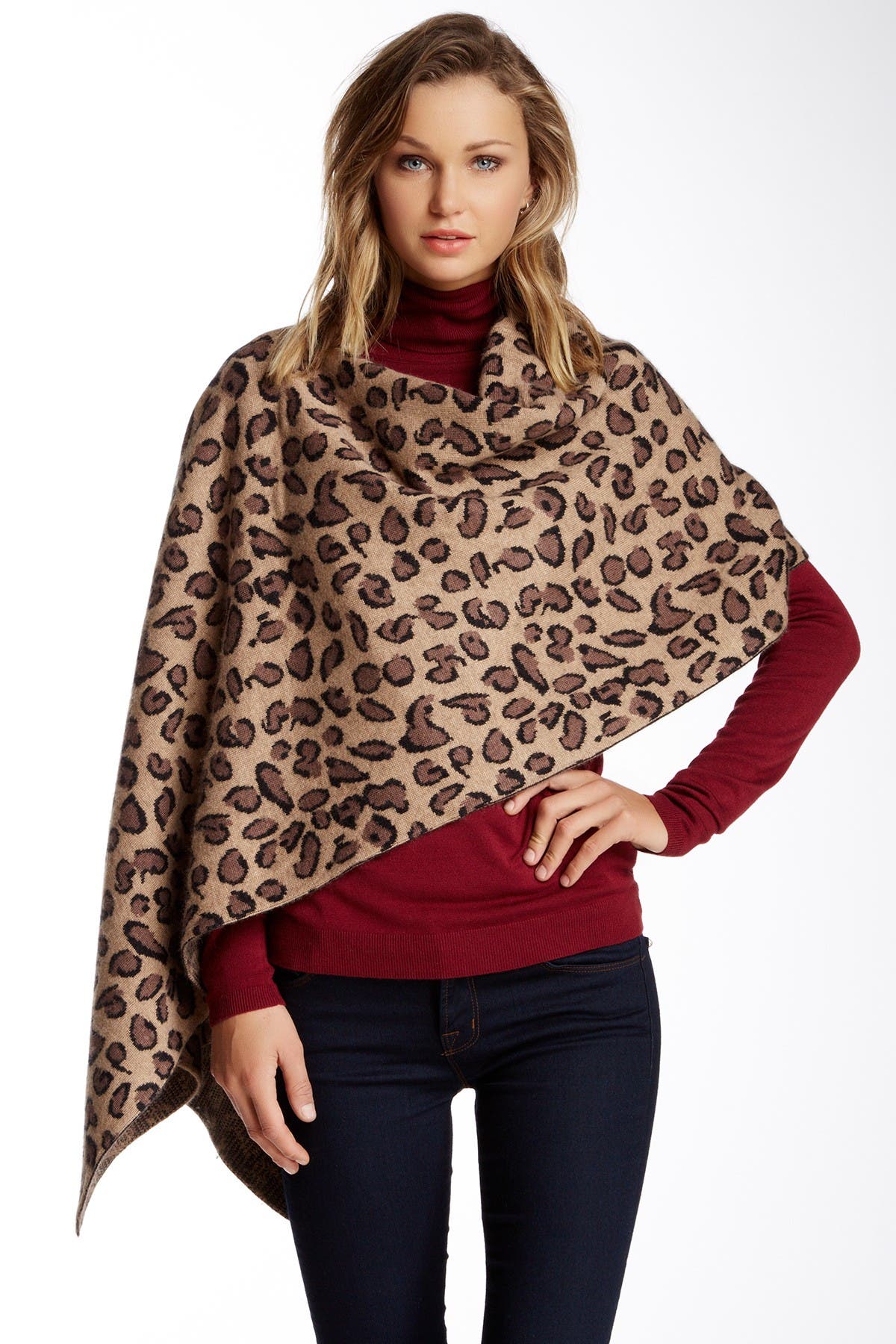 Animal Print Wool & Cashmere Blend Poncho (Women) | Nordstromrack