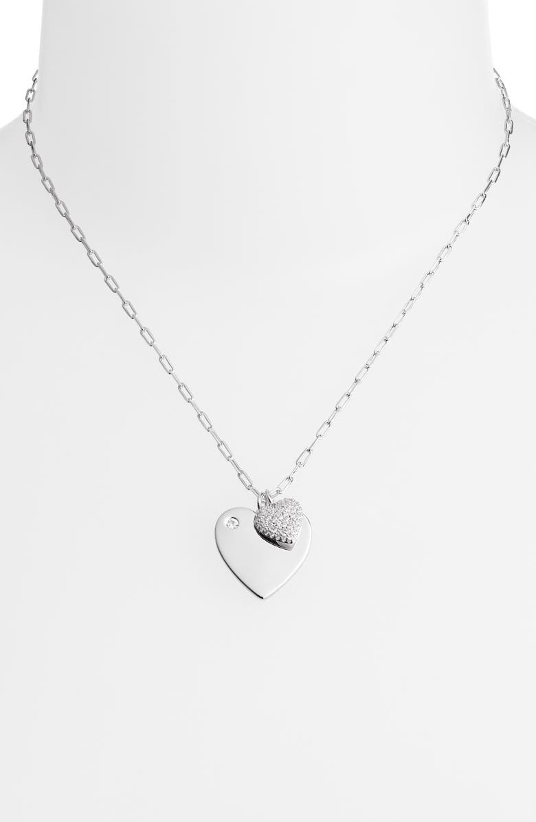 Nordstrom Cubic Zirconia Heart Charms Duo Necklace | Nordstromrack
