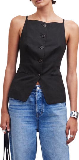 Madewell Square Neck Drapey Twill Vest | Nordstrom