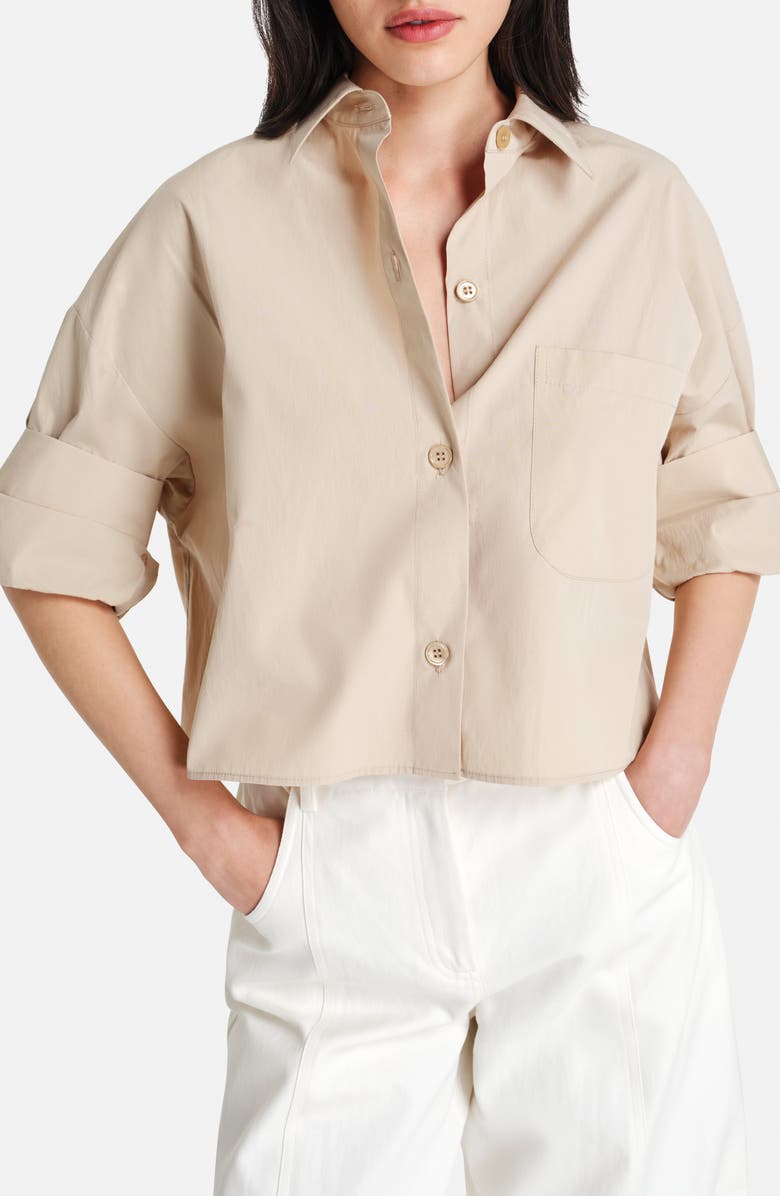 TWP Next Ex Cotton Button-Up Crop Shirt | Nordstromrack