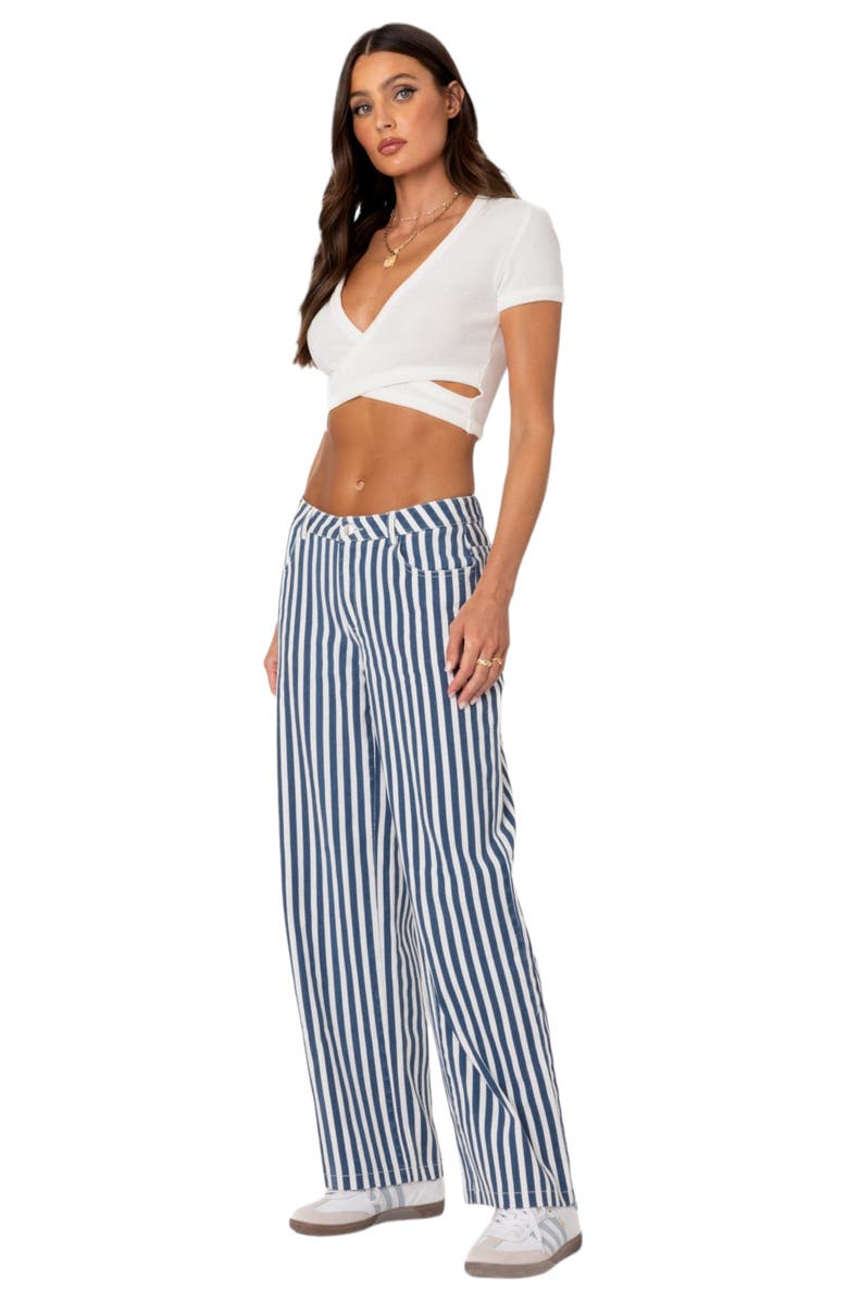 EDIKTED Stripe Low Rise Wide Leg Jeans | Nordstrom