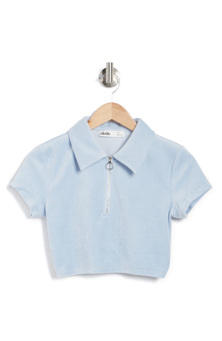 Elodie Velour Terry Cloth Half-Zip Crop Top | Nordstromrack