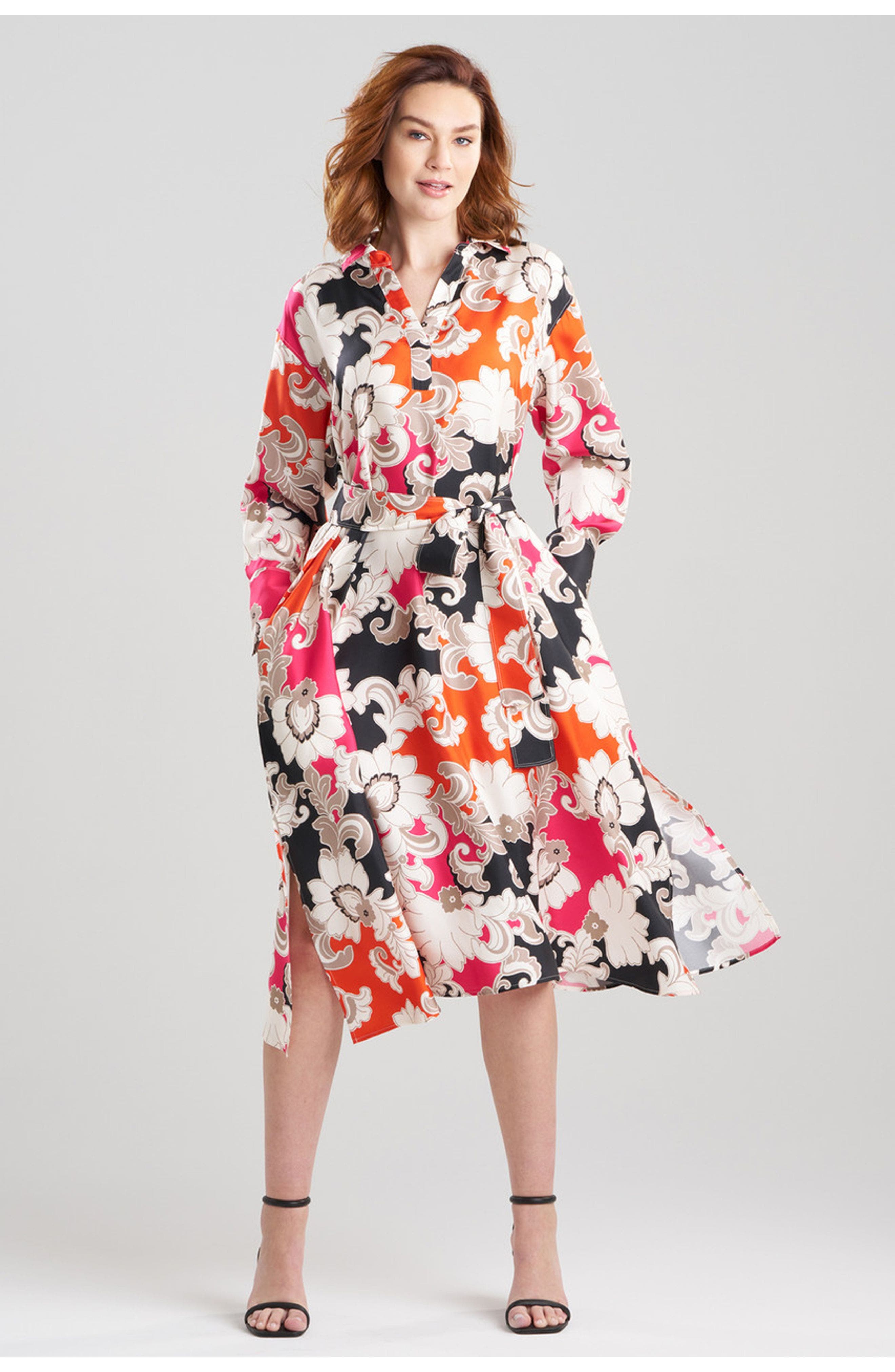 Natori Cressida - Printed Silk Twill Oversized Shirt Dress | Nordstrom