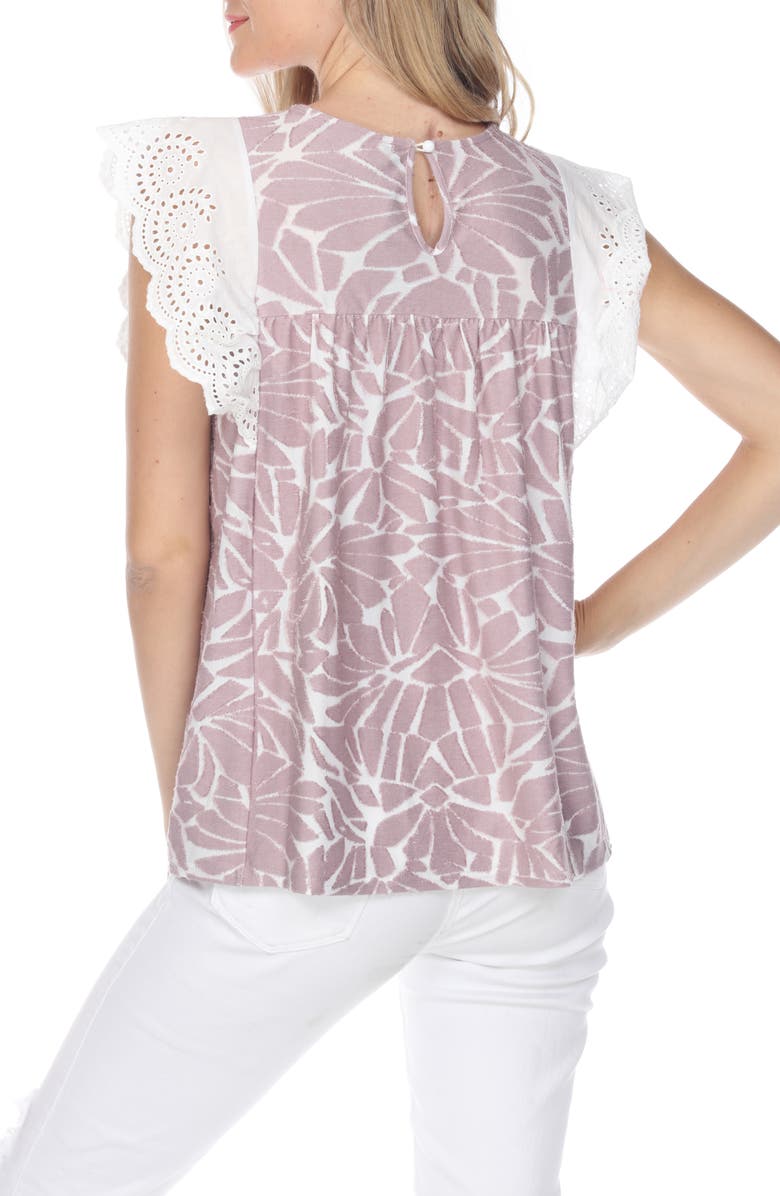 RAIN Geometric Floral Ruffle Blouse | Nordstromrack