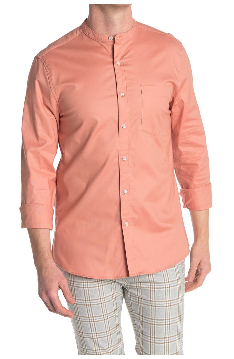 Topman Solid Mandarin Collar Shirt | Nordstromrack