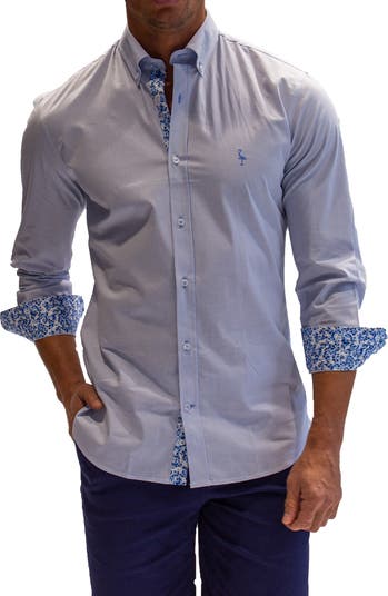TailorByrd Pinstripe Long Sleeve Stretch Cotton Button-Down Shirt ...