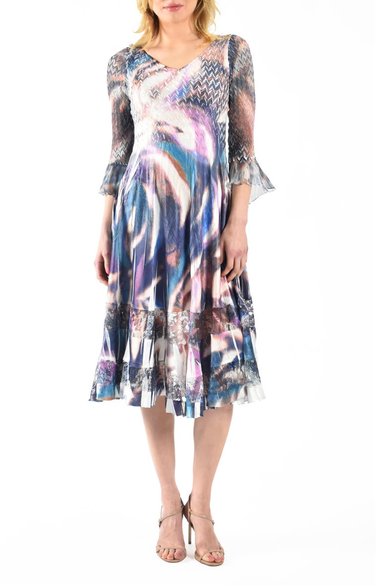 Komarov Bell Sleeve Chiffon & Charmeuse Cocktail Dress | Nordstromrack