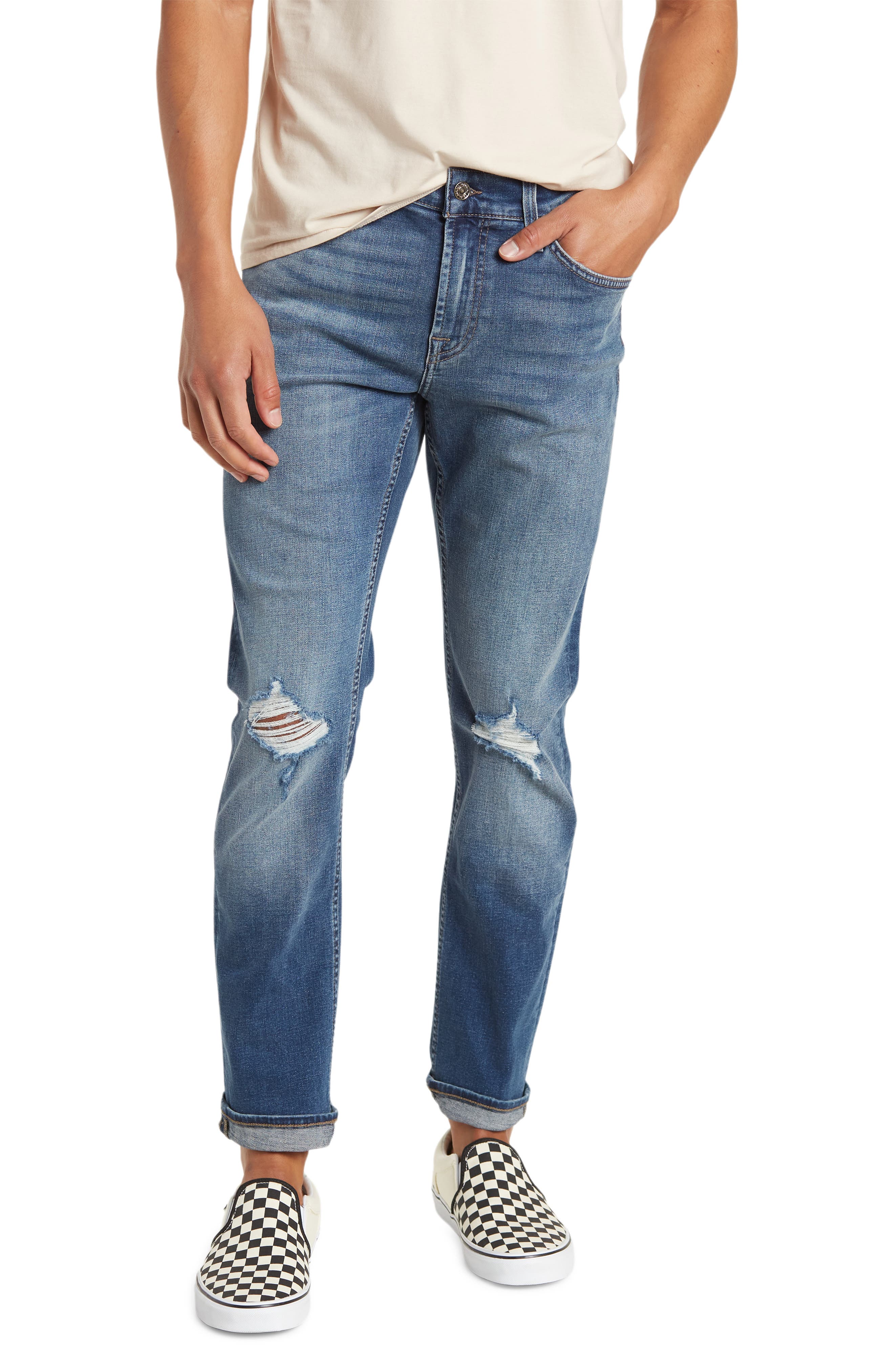 7 For All Mankind Paxtyn Squiggle Distressed Denim Jeans | Nordstromrack
