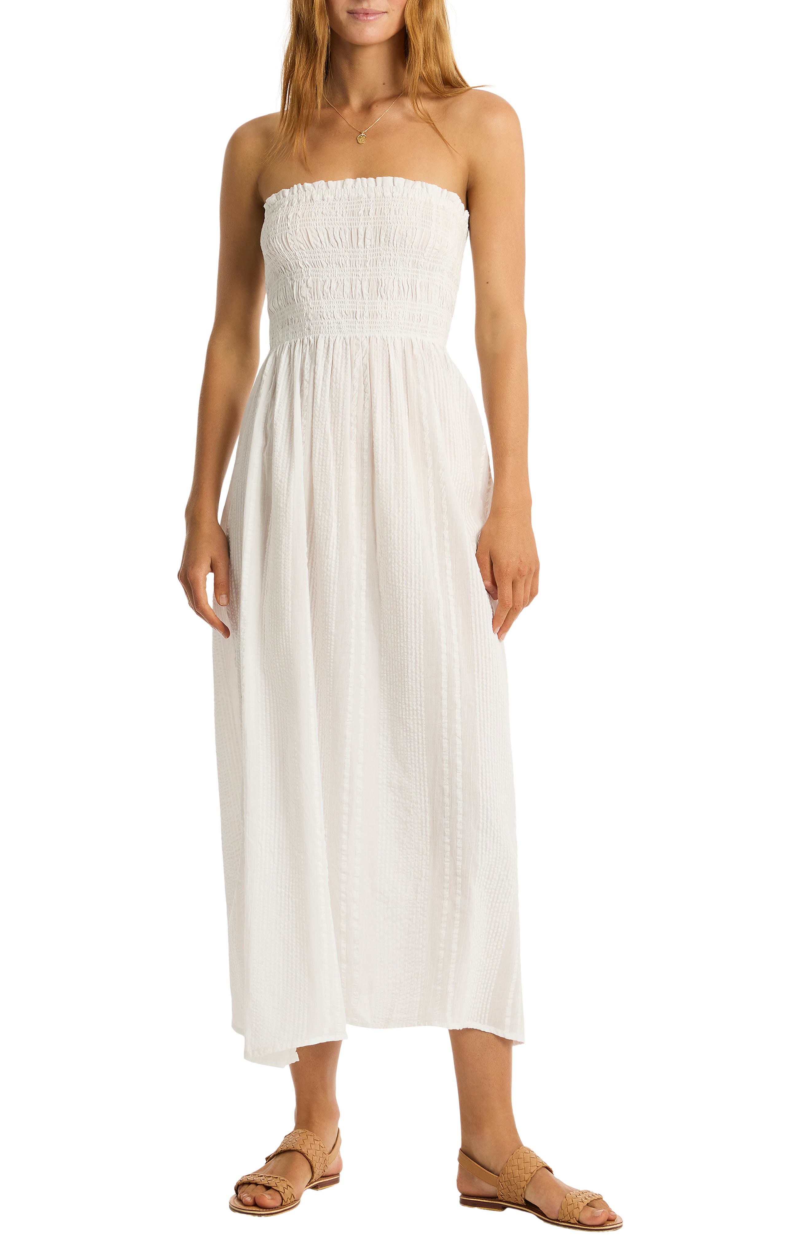 Sea Level Heatwave Strapless Cotton Cover-Up Dress | Nordstromrack