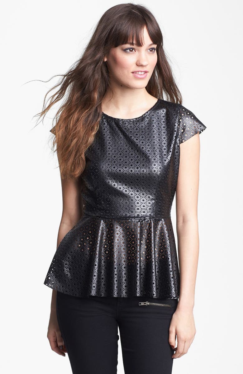 Mimi Chica Faux Leather Peplum Top | Nordstrom