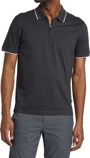 BOSS Polston Quarter Zip Cotton Polo | Nordstromrack