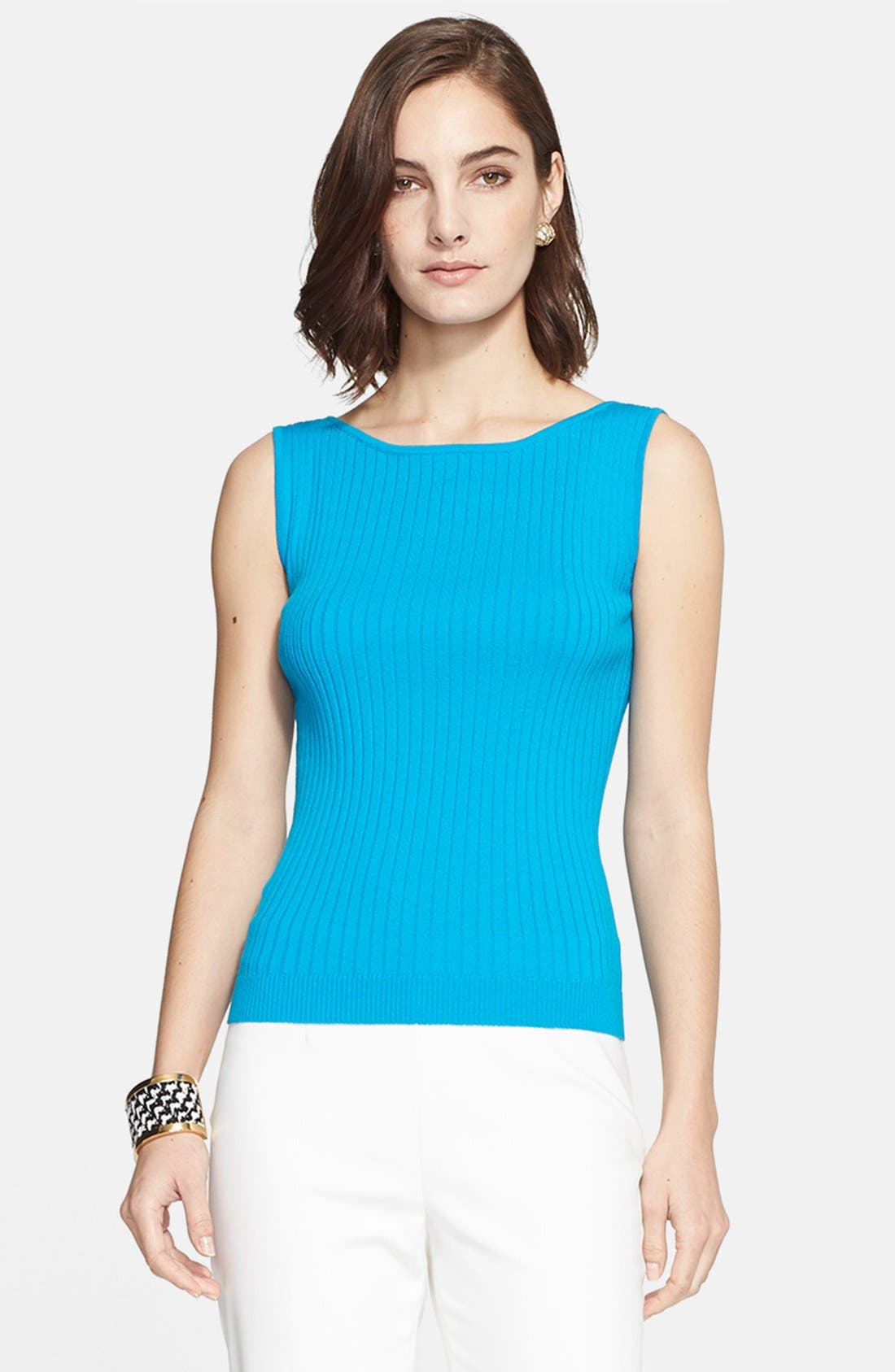 St. John Collection Bateau Neck Rib Knit Shell | Nordstrom