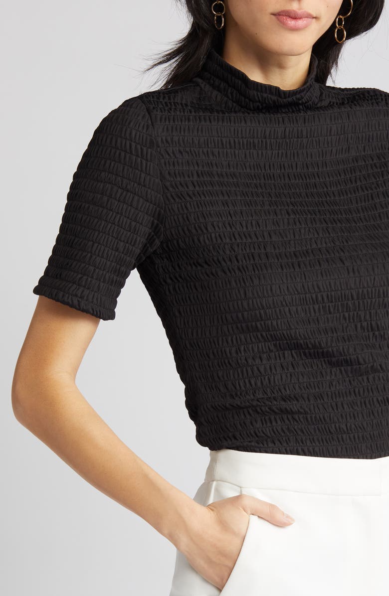 Halogen® Smocked Mock Neck T-Shirt | Nordstromrack