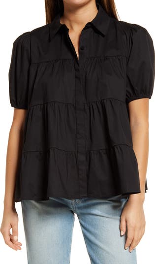WAYF Canossa Tiered Puff Sleeve Blouse | Nordstrom
