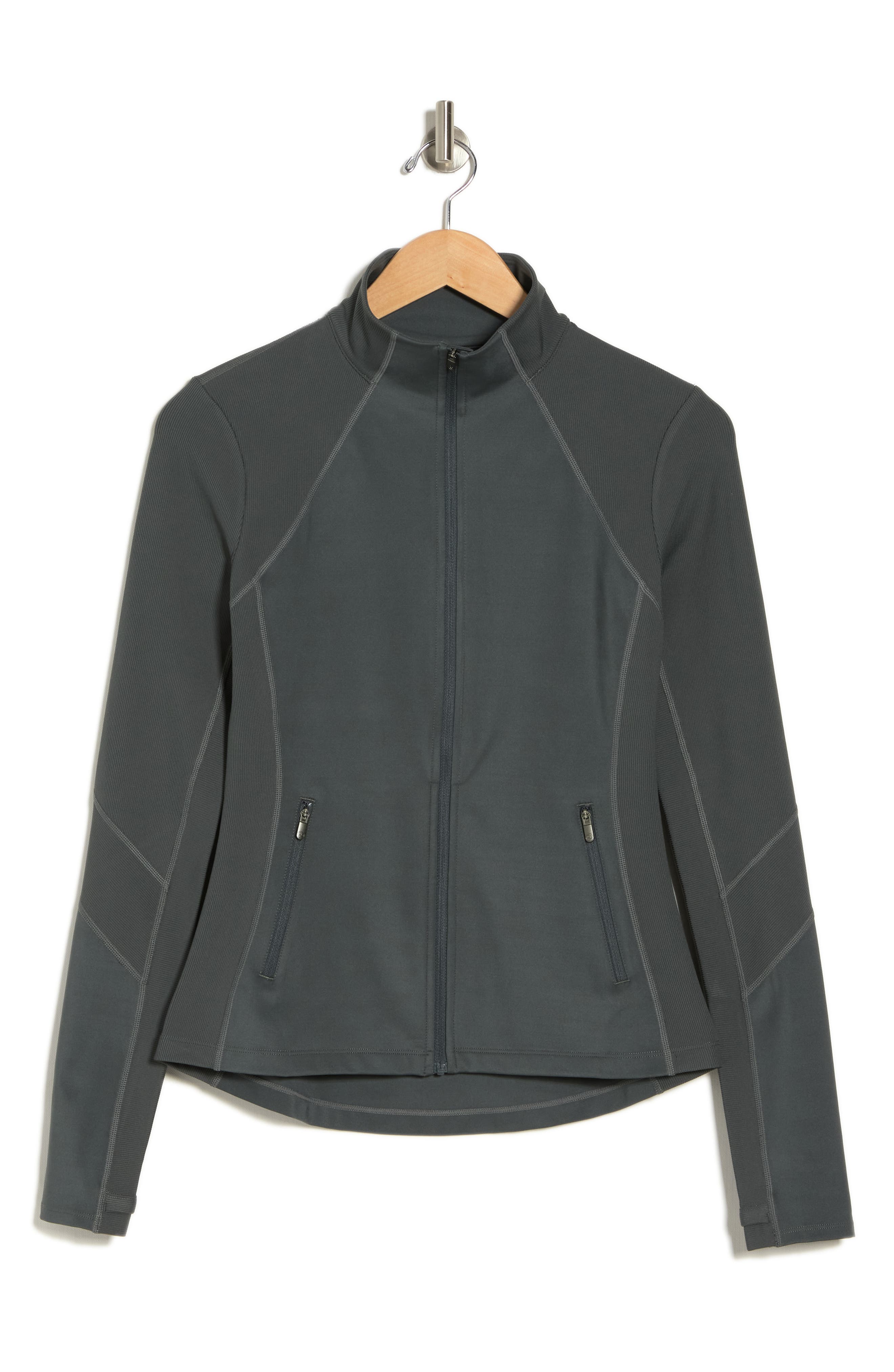 Zella Studio Lite Ribbed Detail Track Jacket | Nordstrom