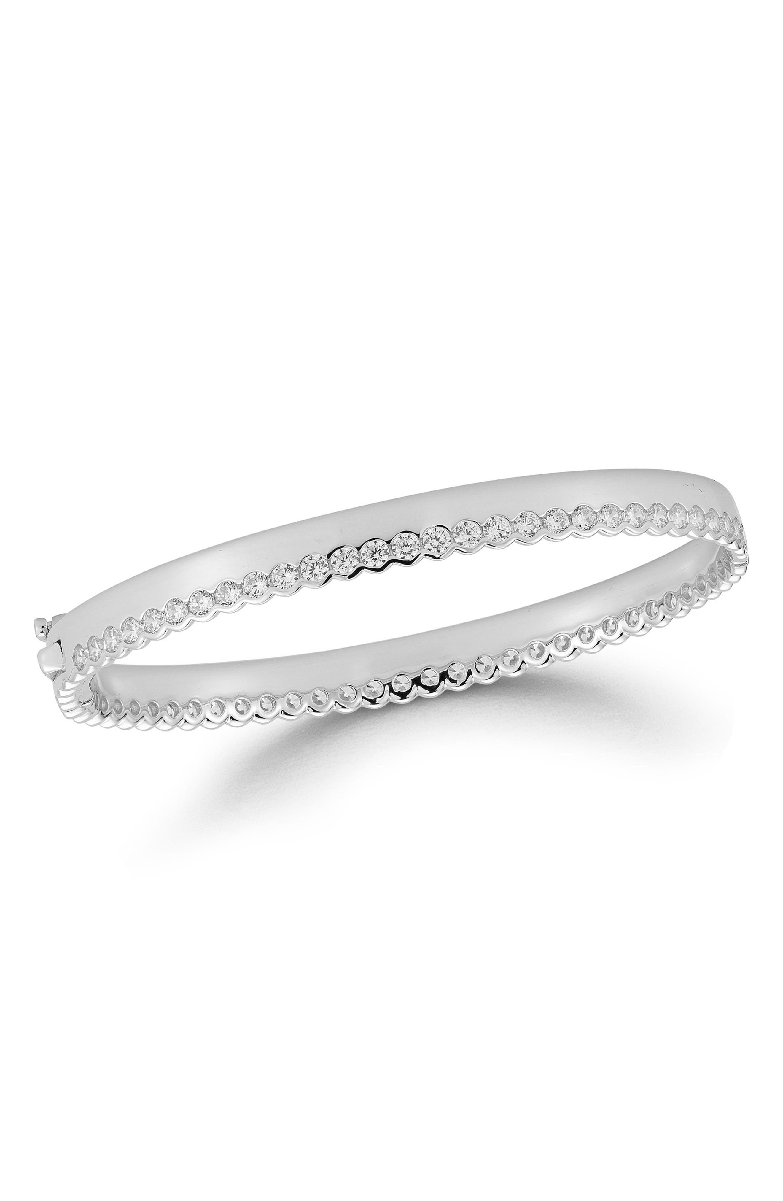 CHLOE AND MADISON Rhodium Plated Sterling Silver CZ Bangle Bracelet ...