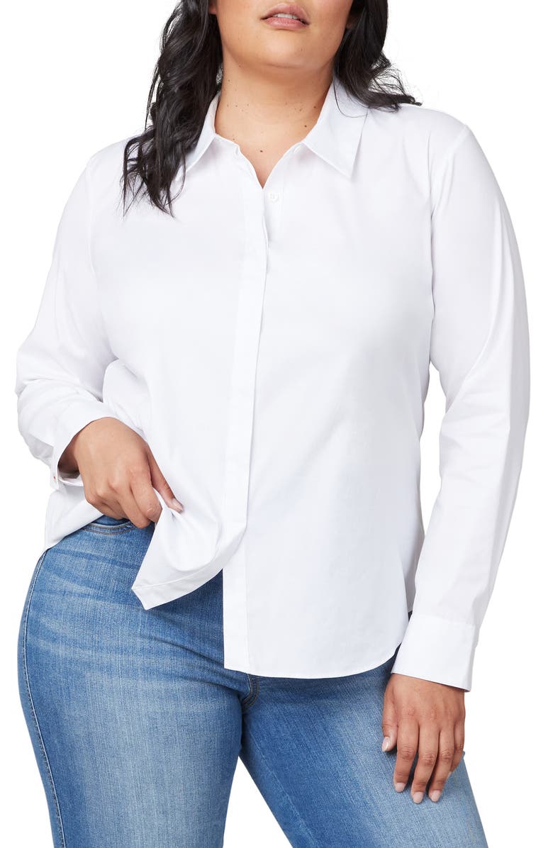 SPANX® Stretch Poplin Pullover Button-Up Shirt | Nordstrom