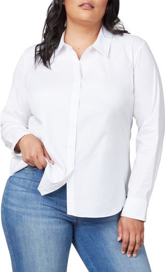 SPANX® Stretch Poplin Pullover Button-Up Shirt | Nordstrom