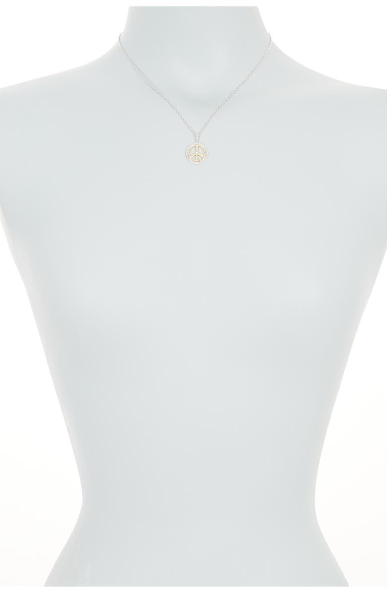 Judith Ripka Two-Tone 14K Gold & Sterling Silver Peace Sign Diamond ...