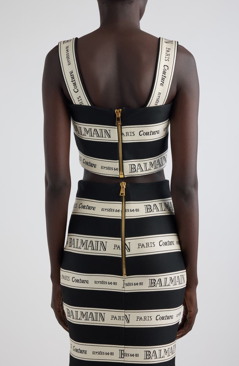 Balmain Logo Stripe Jacquard Crop Top | Nordstromrack