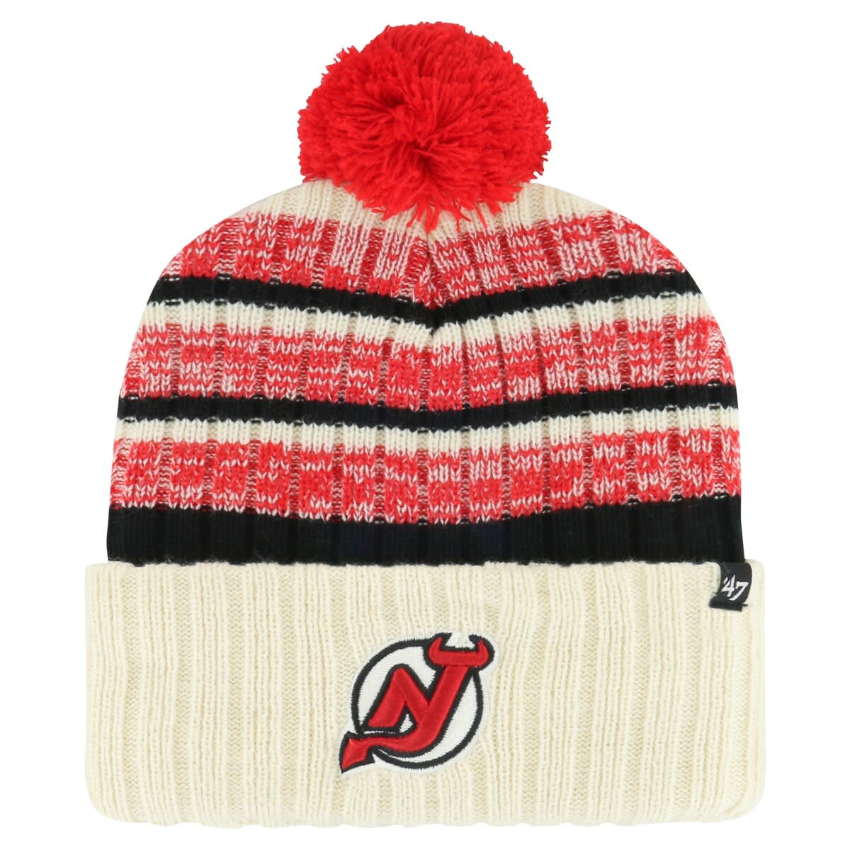 '47 Men's '47 Cream New Jersey Devils Tavern Cuffed Knit Hat with Pom ...