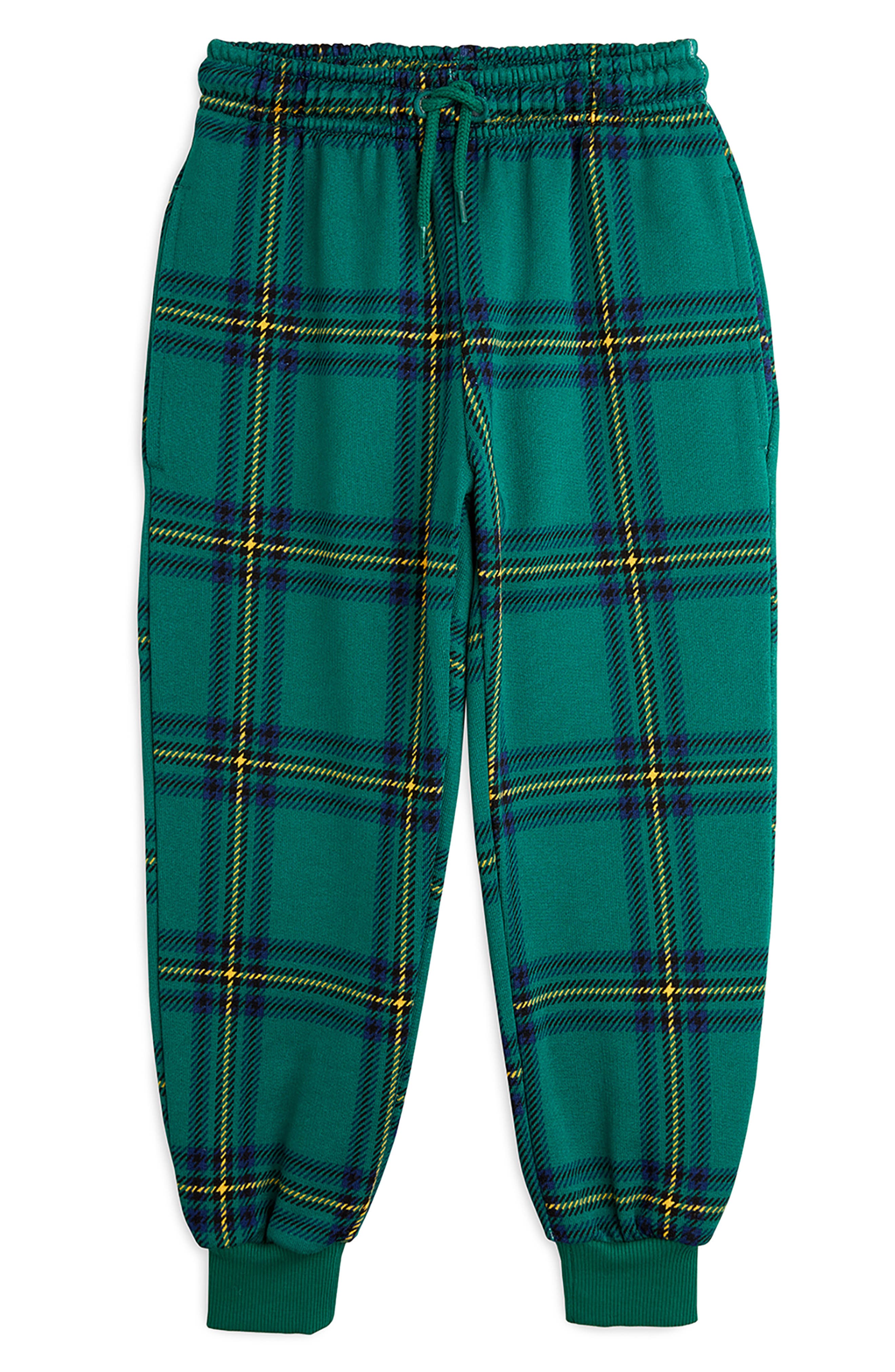 Mini Rodini Kids' Check Print Organic Cotton Fleece Sweatpants ...